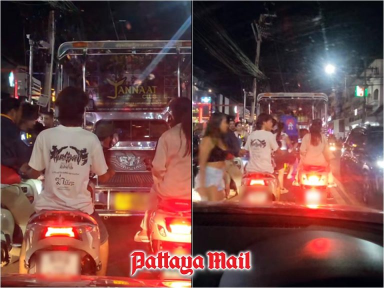 Road rage brewing as Pattaya baht bus blocks traffic to chat with ...