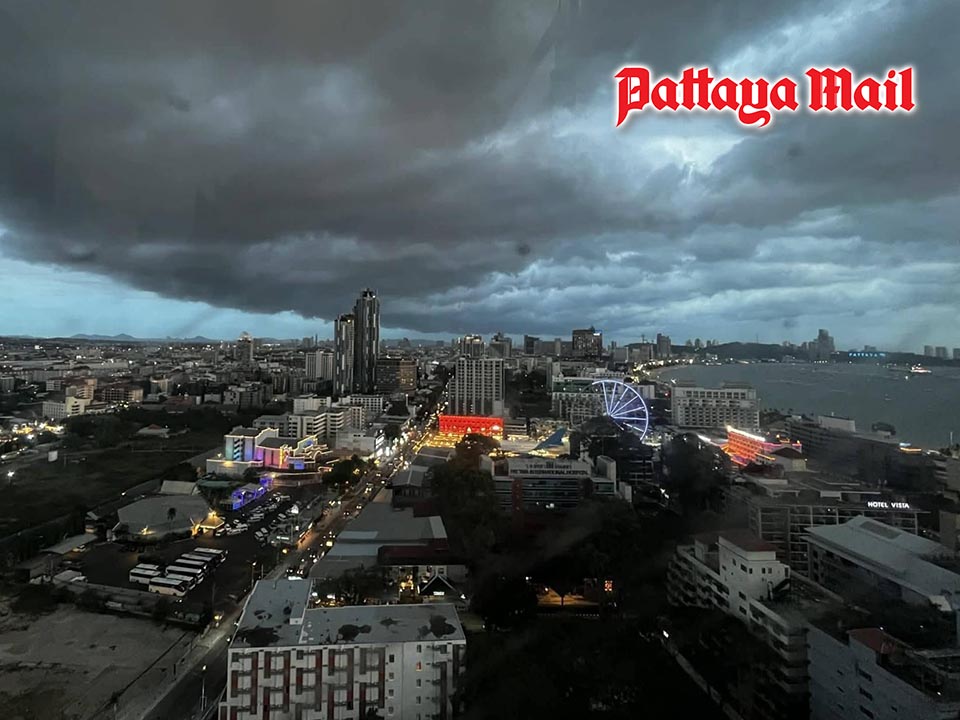 Dark clouds and showers sweep across Pattaya as rainy season conditions ...