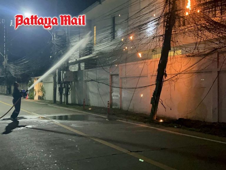 Late-night fire alert as Pattaya crews tackle burning power lines on ...